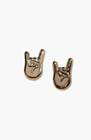 NICKEL & SUEDE Rock On Stud Earrings - Gold