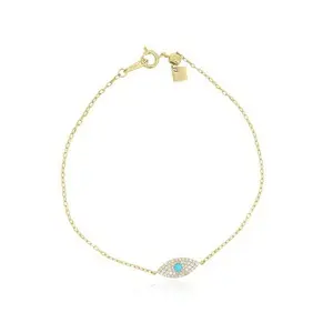THE LOVERY FINE JEWELRY 18k Gold Evil Eye Diamond And Bracelet - Turquoise