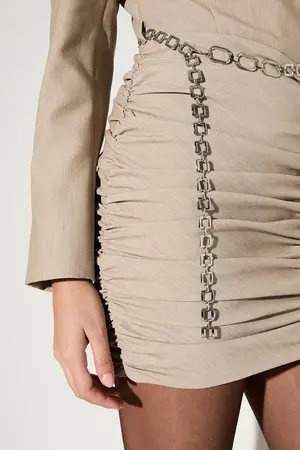 MISSPAP Tailored Chain Belted Mini Dress