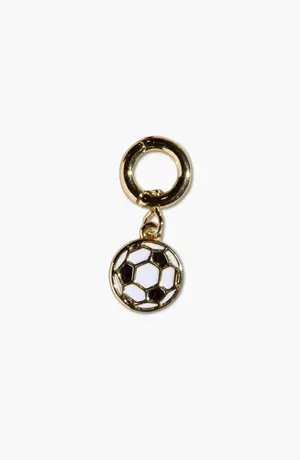 NICKEL & SUEDE Brass Soccer Ball Charm With Enamel - Gold