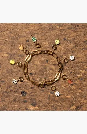 NICKEL & SUEDE Brass Soccer Ball Charm With Enamel