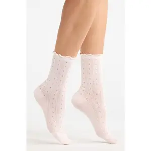 CASA CLARA Margot Pointelle Crew Socks - Pink