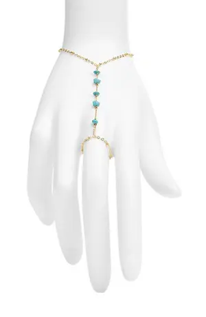 VIDAKUSH Turquoise Stone Hand Chain - Gold