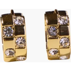 NICKEL & SUEDE Pavé Checkered Huggies - Gold