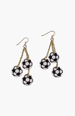 NICKEL & SUEDE Striker Soccer Leather Earrings - Silver