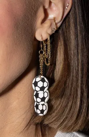 NICKEL & SUEDE Striker Soccer Leather Earrings - Silver
