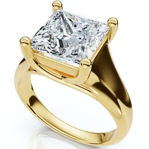 BLISS DIAMOND Certified 3ct Celestia Princess Cut Diamond Engagement Ring 14k Gold Lab Grown - 14k Yellow Gold