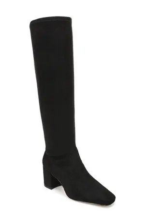 Franco Sarto Knee High Stretch Knit Boots - Black