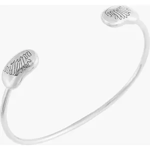 JOIANA JEWELRY Joiana Jewelry Sculptural Bean-Shaped Cuff With Wing Engraving White Silver