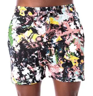DAI MODA Frenzy Print Pull-on Shorts - Black