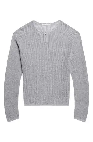 Helmut Lang Texture Henley Sweater - Cool Grey