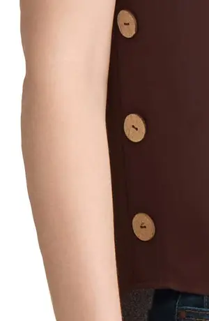 Jones New York Side Button Detail Top - Fudge