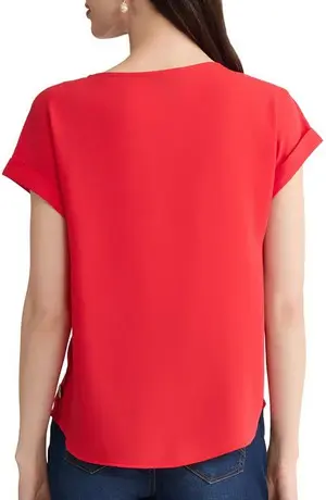 Jones New York Side Button Detail Woven Top - Rouge
