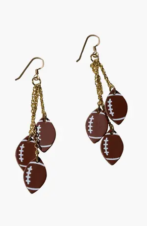 NICKEL & SUEDE Touchdown Football Leather Earrings - Silver