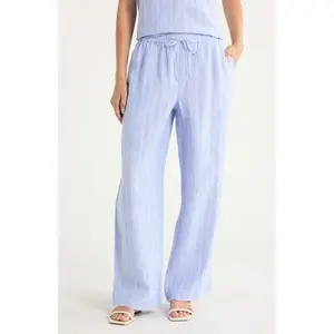 Tommy Bahama Sea Salt Bay Stripe Linen Drawstring Pants - Grape Pools