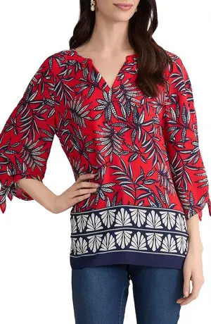 Jones New York Printed Raglan Sleeve Top