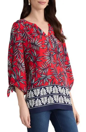 Jones New York Printed Raglan Sleeve Top