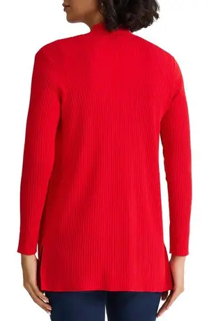 Jones New York Sutton Ribbed Open Front Cardigan - Rouge