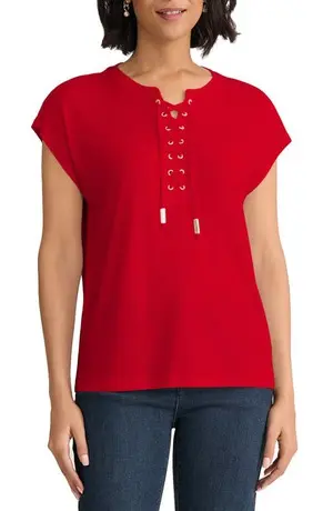 Jones New York Lace-up Crepe Top