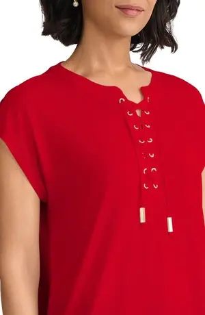 Jones New York Lace-up Crepe Top