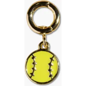 NICKEL & SUEDE 14k Gold Plated Brass Enamel Softball Charm - Citron