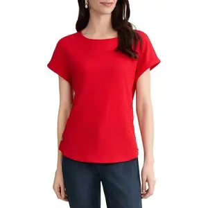 Jones New York Textured Button Detail Top - Rouge