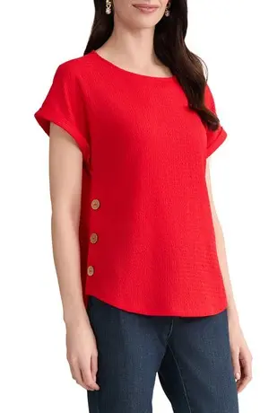 Jones New York Textured Button Detail Top