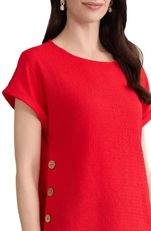Jones New York Textured Button Detail Top