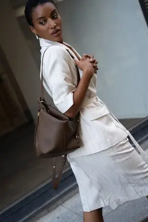 BOB ORÉ BLUE COLLECTION Verto Bucket Bag In Fine-grain Leather - Brown