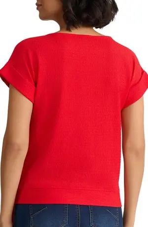 Jones New York Textured Dolman Top With Side Tie - Rouge