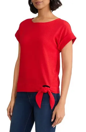 Jones New York Textured Dolman Top With Side Tie - Rouge