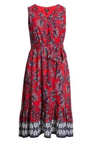 Jones New York Leaf Print Sleeveless Maxi Dress
