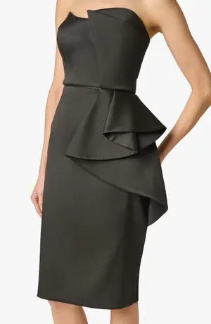 Aidan Mattox Strapless Stretch Mikado Cocktail Dress With Ruffle Detail