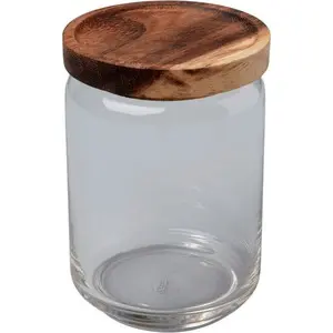 BE HOME Glass Container With Acacia Lid - Clear