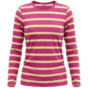 46227 Striped Crew Neck Knit Top - Pink