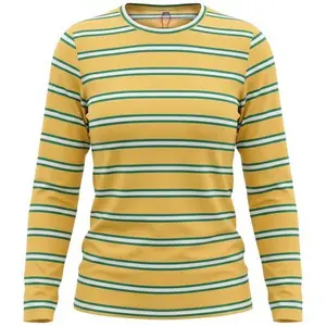 46227 Striped Crew Neck Knit Top - Yellow