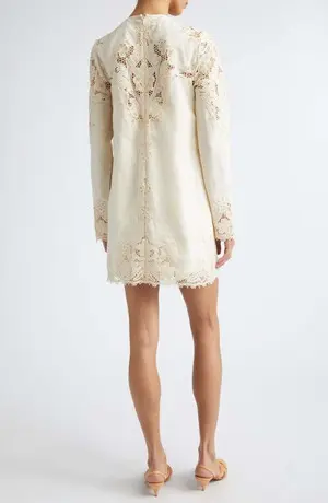 Ulla Johnson Camie Lace Long Sleeve Shift Mini Dress