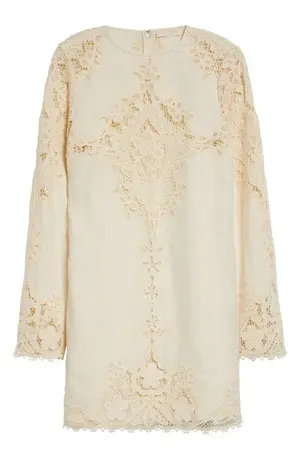 Ulla Johnson Camie Lace Long Sleeve Shift Mini Dress
