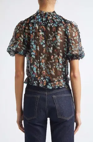 Ulla Johnson Solenne Puff Sleeve Silk Top