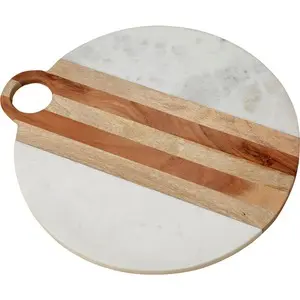 BE HOME Moa & Wood Round Board - Marble
