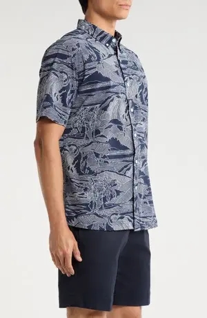 Tori Richard Sea Sketch Button-down Shirt - Navy