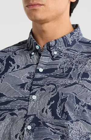 Tori Richard Sea Sketch Button-down Shirt - Navy
