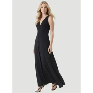 Majestic Filatures Supima Cotton V-neck Maxi Dress - Noir