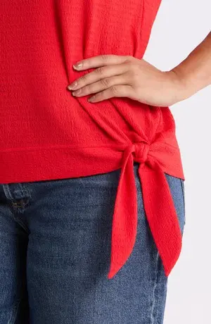 Jones New York Textured Dolman Top With Side Tie Detail