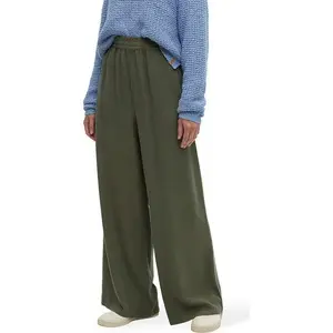 Olive Green Wide-Leg Trousers