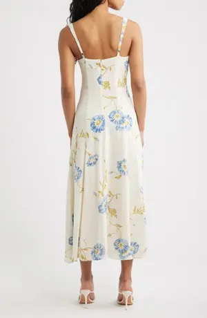 REFORMATION Aislinn Floral Tie Front Midi Dress