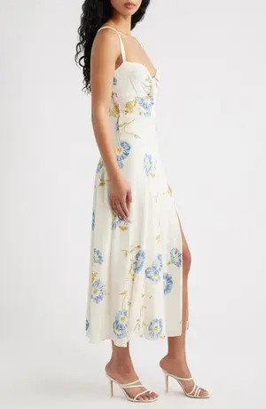 REFORMATION Aislinn Floral Tie Front Midi Dress