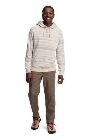 TENTREE Woodrow Henley Hoodie With Drawstring - Sand Stone Multi Stripe