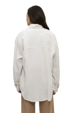 TENTREE West End Oversized Hemp And Tencel Shirt - Undyed/double Stripe