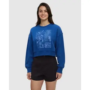 TENTREE Framed Haitian Blooms Oversized Crop Crew Nightfall/high Tide